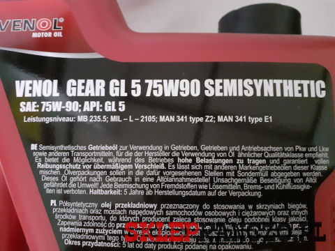 ranczo > OLEJ VENOL GL-5 75W90 SEMI 5L